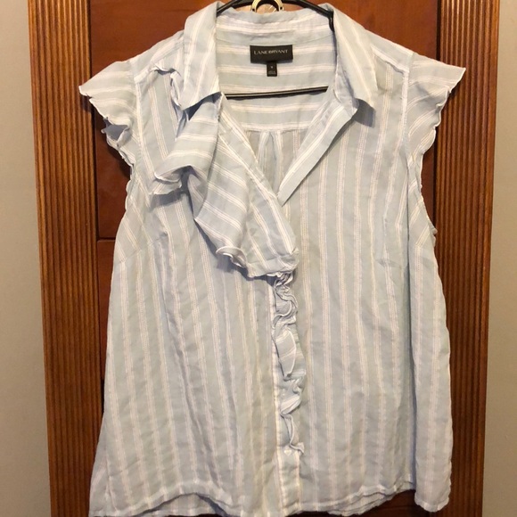 Lane Bryant | Tops | Finalsalecute Ruffel Chambray Top Size 8 | Poshmark